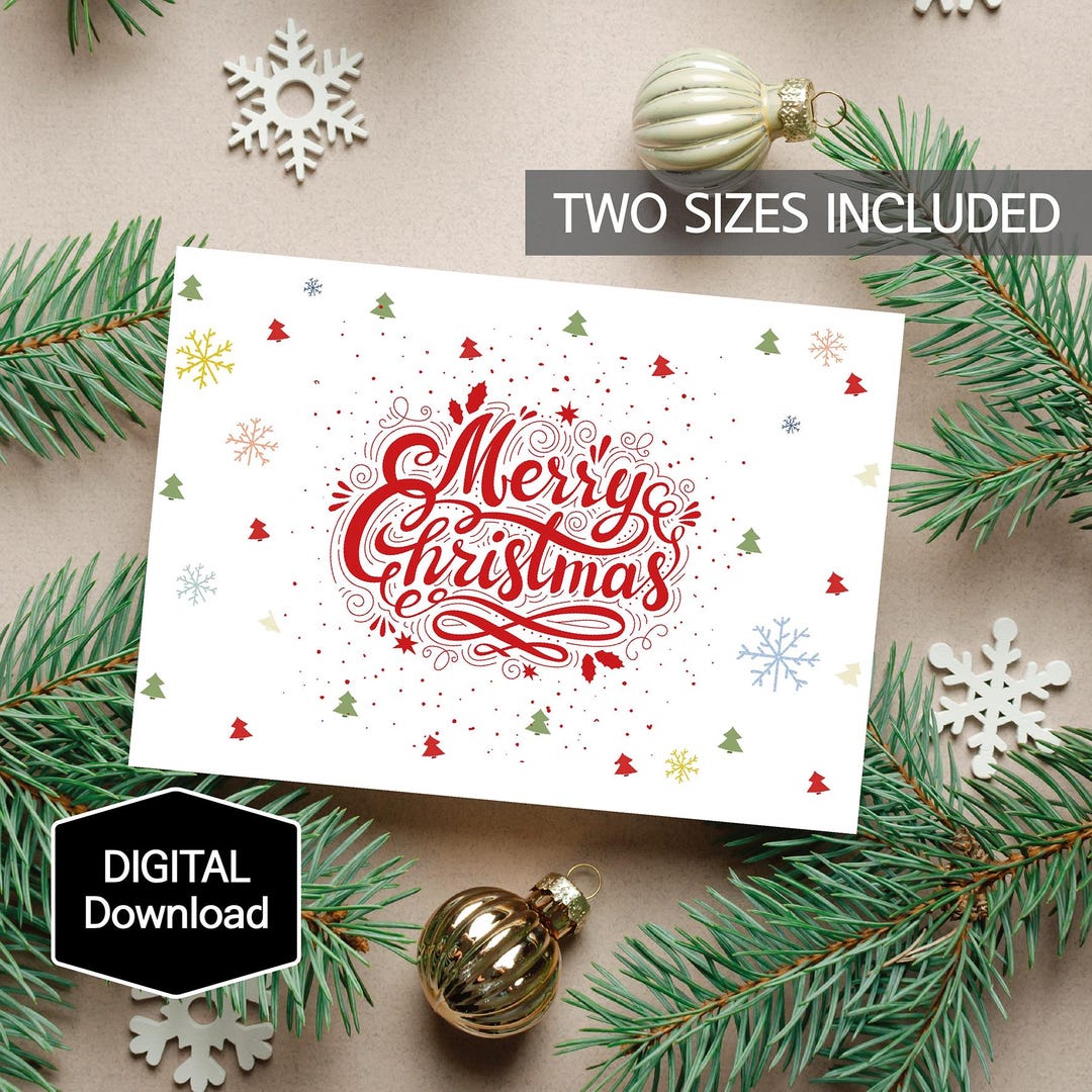 Christmas Card, Printable Holiday Card, Simple Xmas Card, Christmas ...