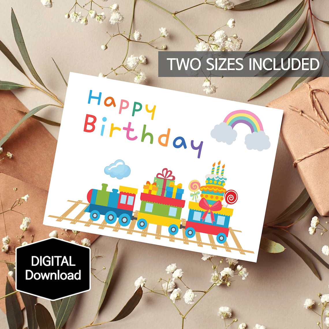 Printable Train Happy Birthday Card for Kids,birthday Card for Boy,choo ...