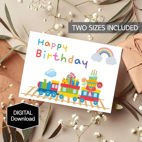 Kids Train Birthday Card - Etsy