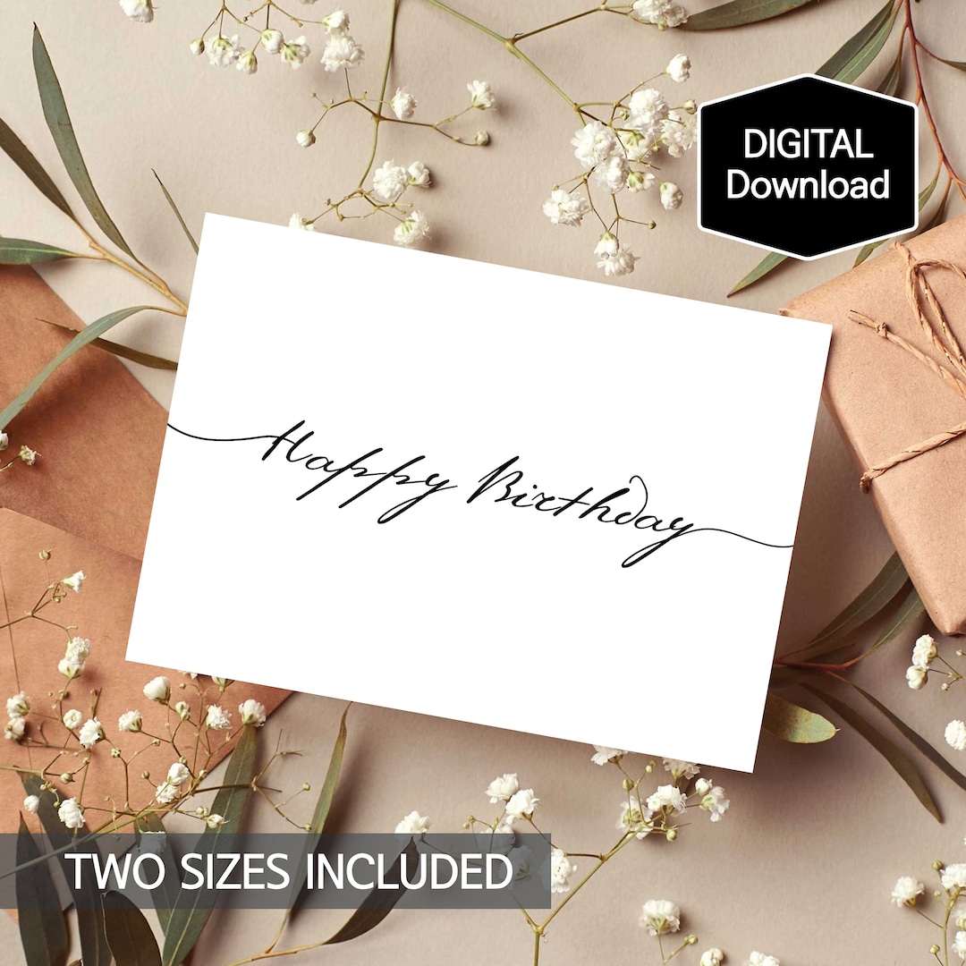 PRINTABLE Simple Happy Birthday Card,minimalist Birthday Card,modern ...