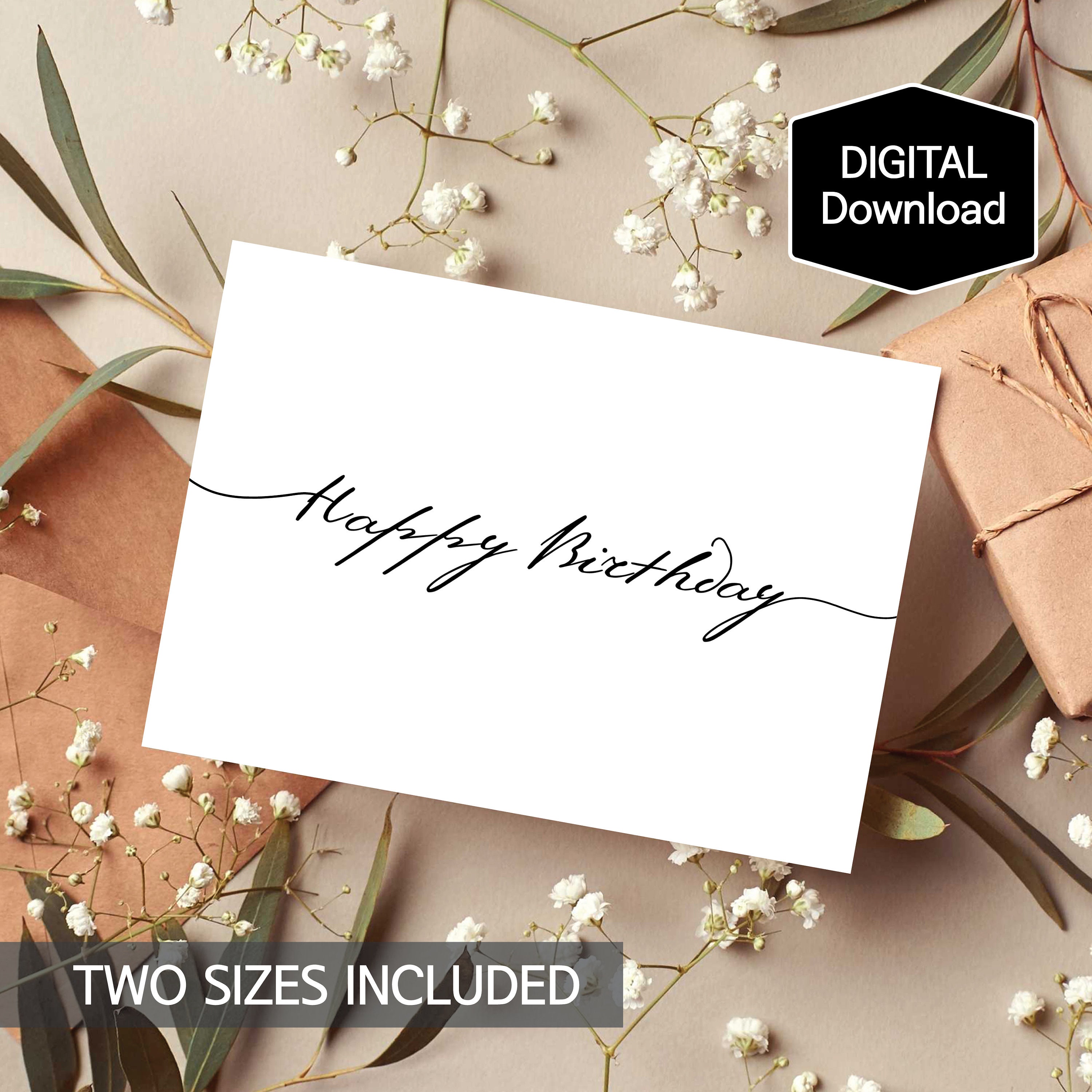 PRINTABLE Simple Happy Birthday Card,minimalist Birthday Card,modern ...