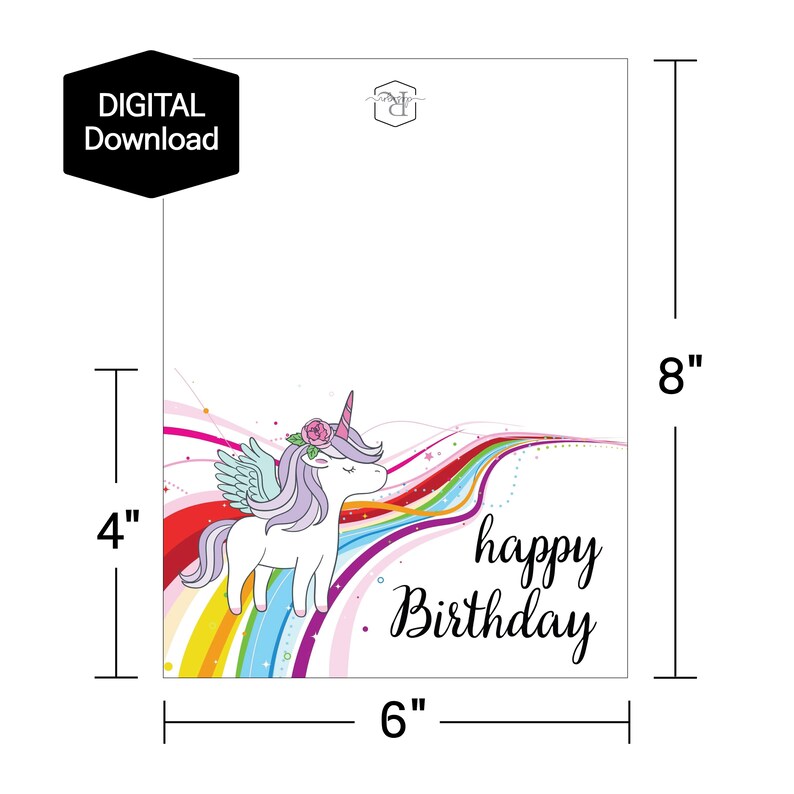 Printable Unicorn Birthday Card,magical Unicorn Card for Kids,birthday ...