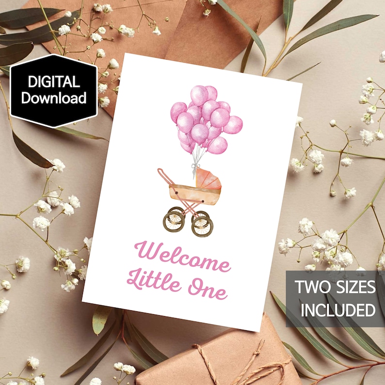 Printable Welcome Little One Greeting Card,baby Shower Card,new Baby ...