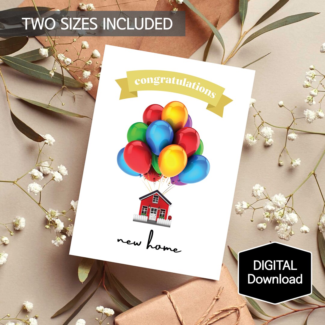 Printable Congratulations New Home Card,new Home Balloon Card for ...