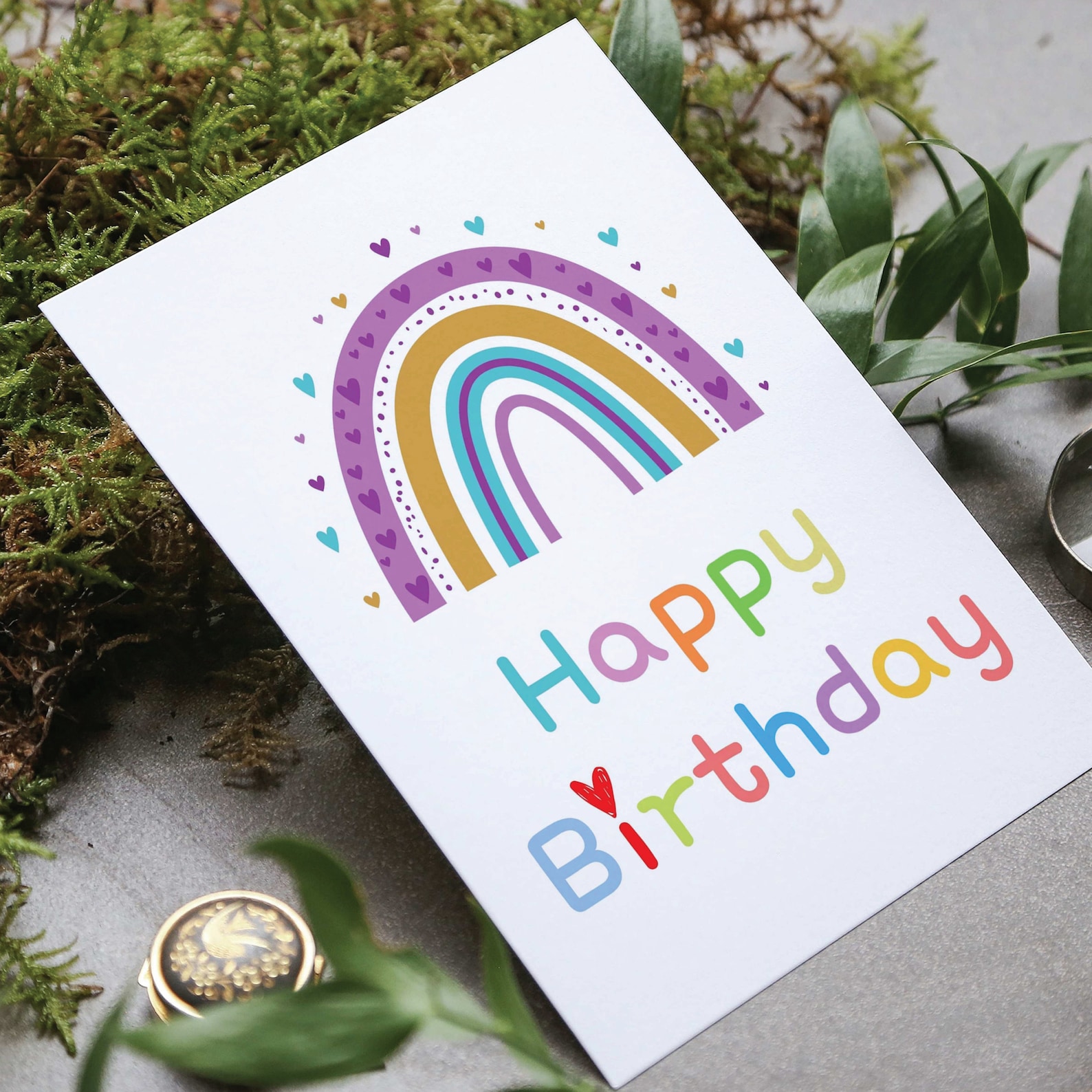 Printable Rainbow Happy Birthday Card for Kids,rainbow Birthday Card ...