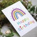Printable Rainbow Happy Birthday Card for Kids,rainbow Birthday Card ...