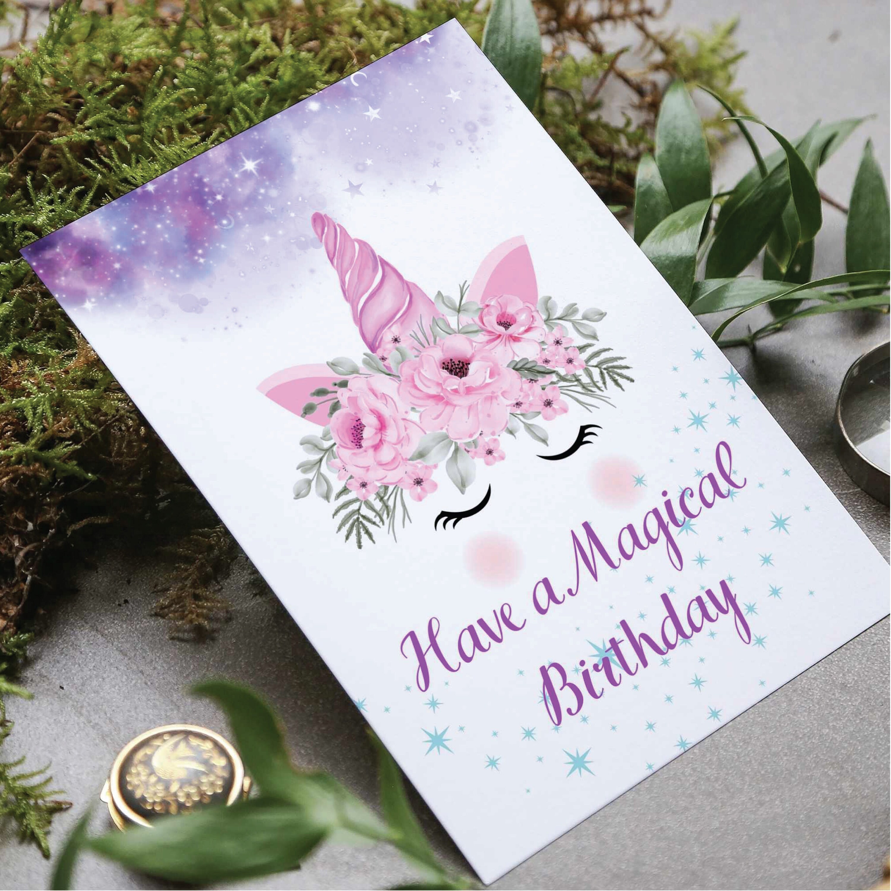 Printable Unicorn Birthday Card for Girl,magical Unicorn Card for Kids ...