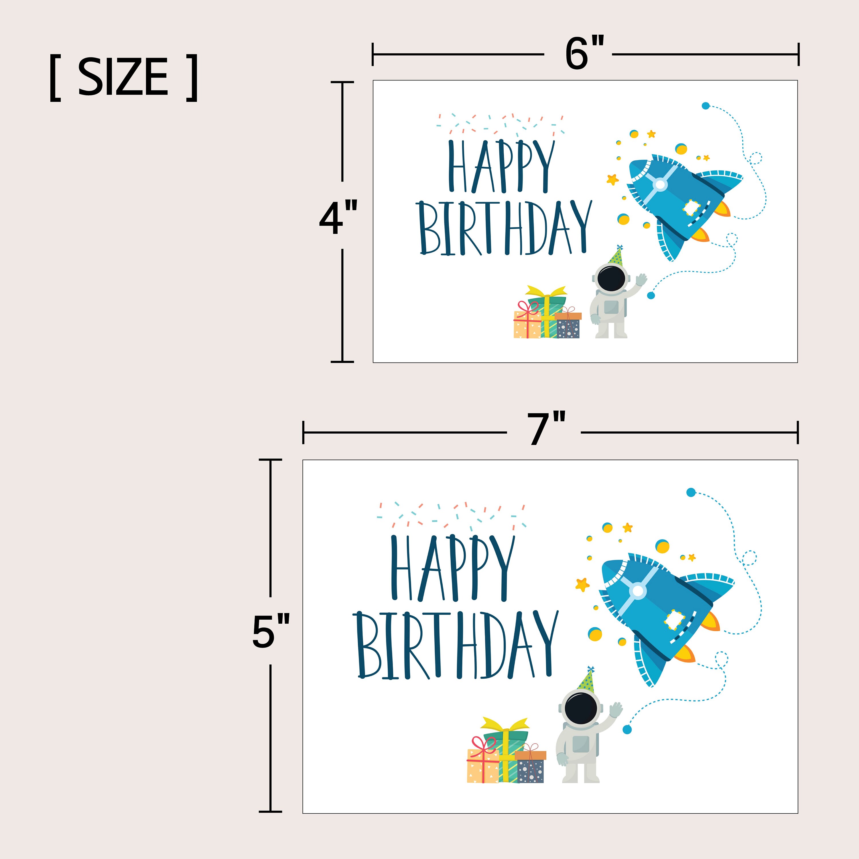 Rocket Happy Birthday Card for Kids,space Planets Galaxy Card for Boy ...