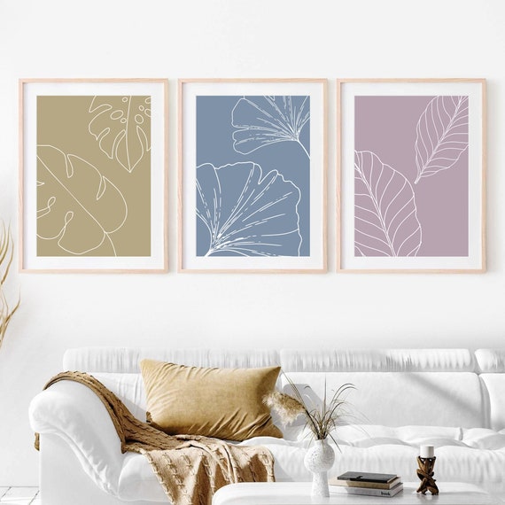 PRINTABLE Botanical Leaves Set of 3minimalist Boho - Etsy