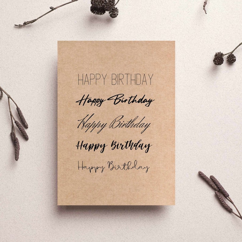 PRINTABLE Kraft Paper Simple Happy Birthday Card,natural Kraft Paper ...