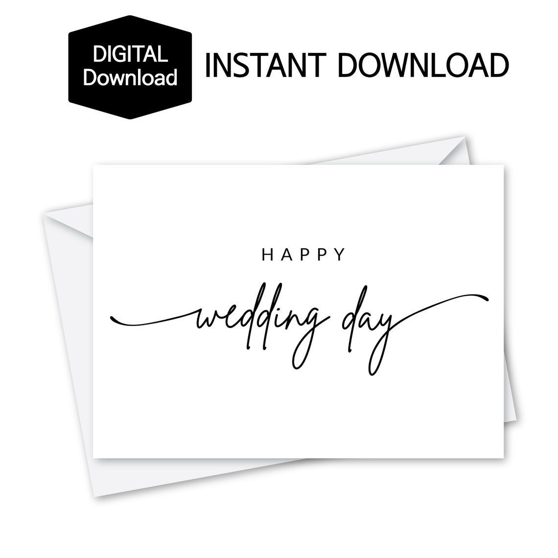 PRINTABLE Simple Happy Wedding Day Card Newly Weds | Etsy