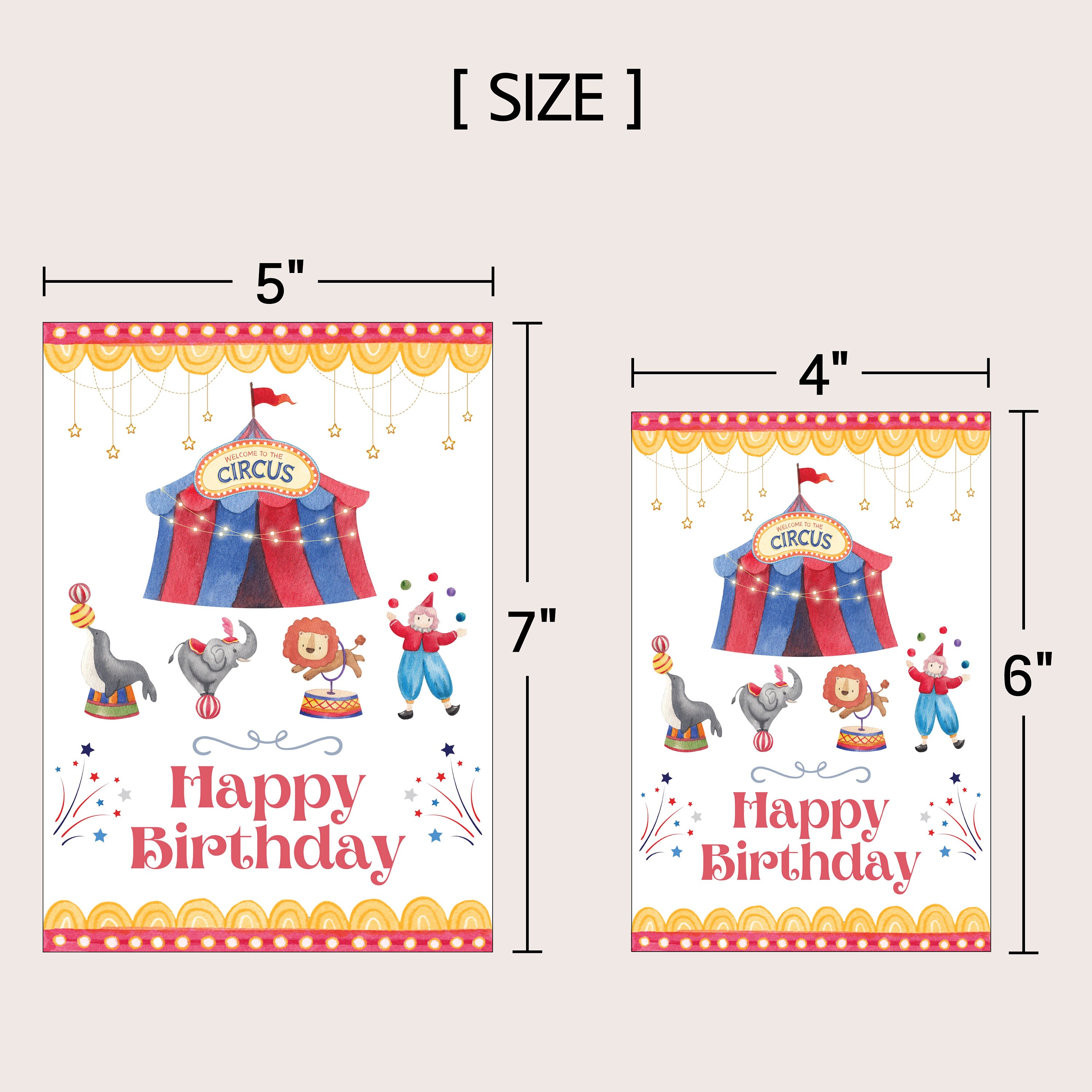 PRINTABLE Circus Birthday Card for Kids,carnival Themed Birthday Card ...