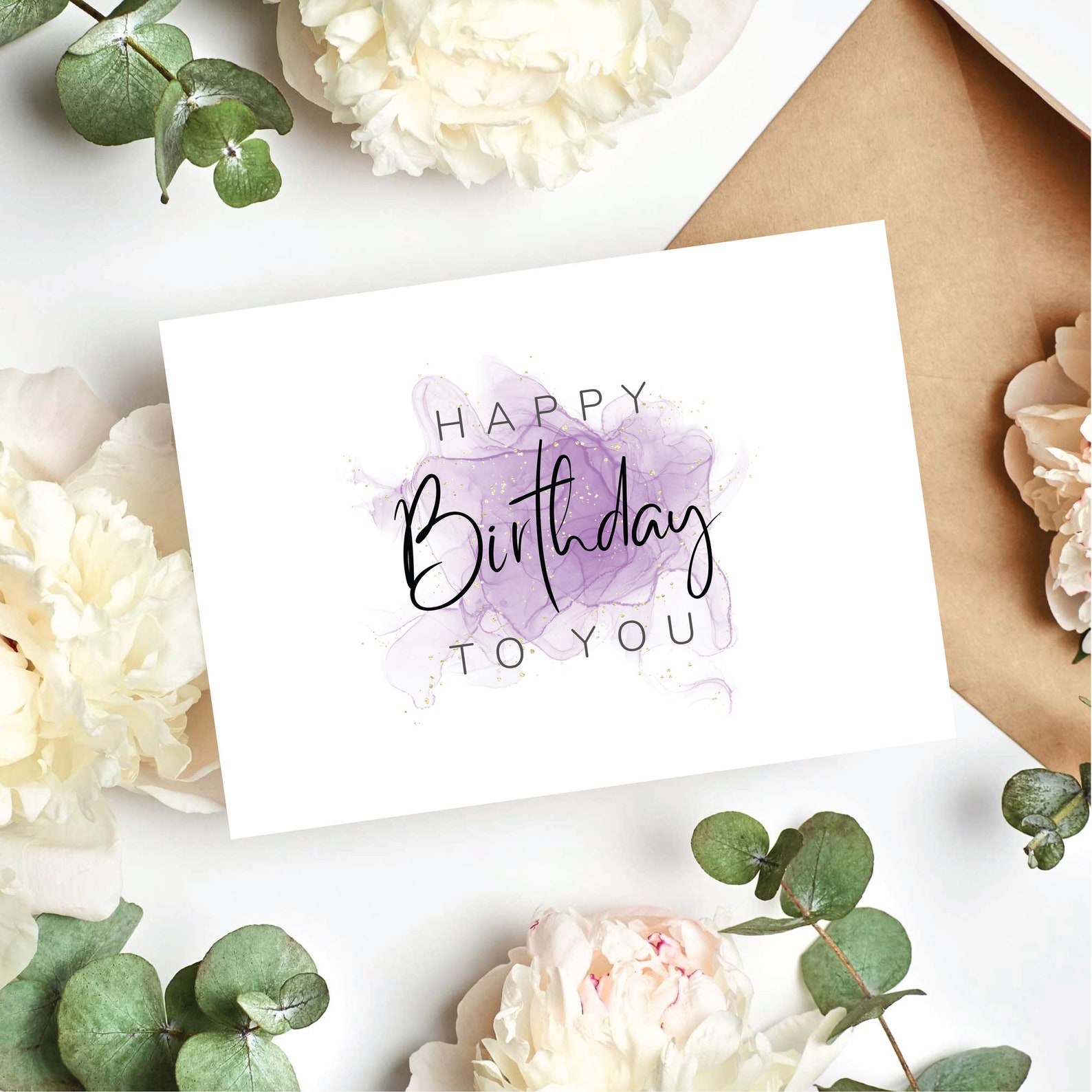 PRINTABLE Alcohol Ink Birthday Card for Her,purple and Gold Alcohol Ink ...