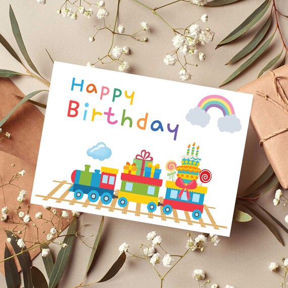 Printable Train Happy Birthday Card for Kidsbirthday Card for | Etsy