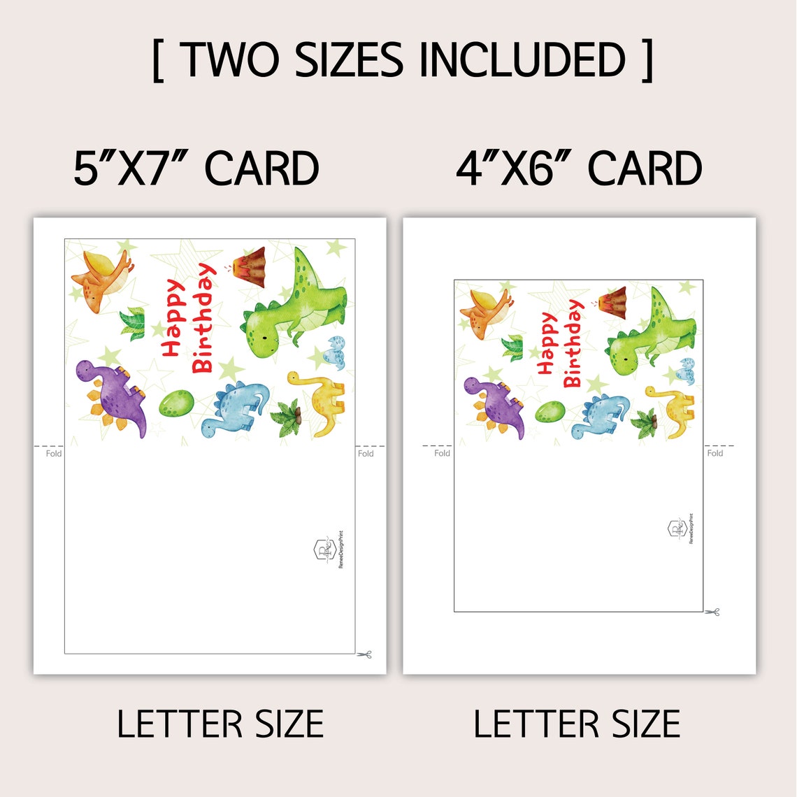 Printable Dinosaur Birthday Card for Kids,dino Card,t Rex/ Stegosaurus ...