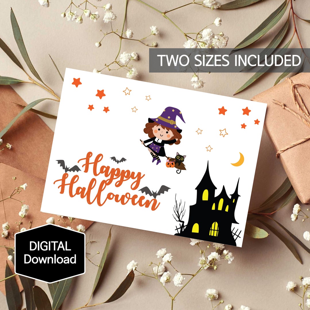 Printable Halloween Card, Happy Halloween Card for Kids, Trick or Treat ...