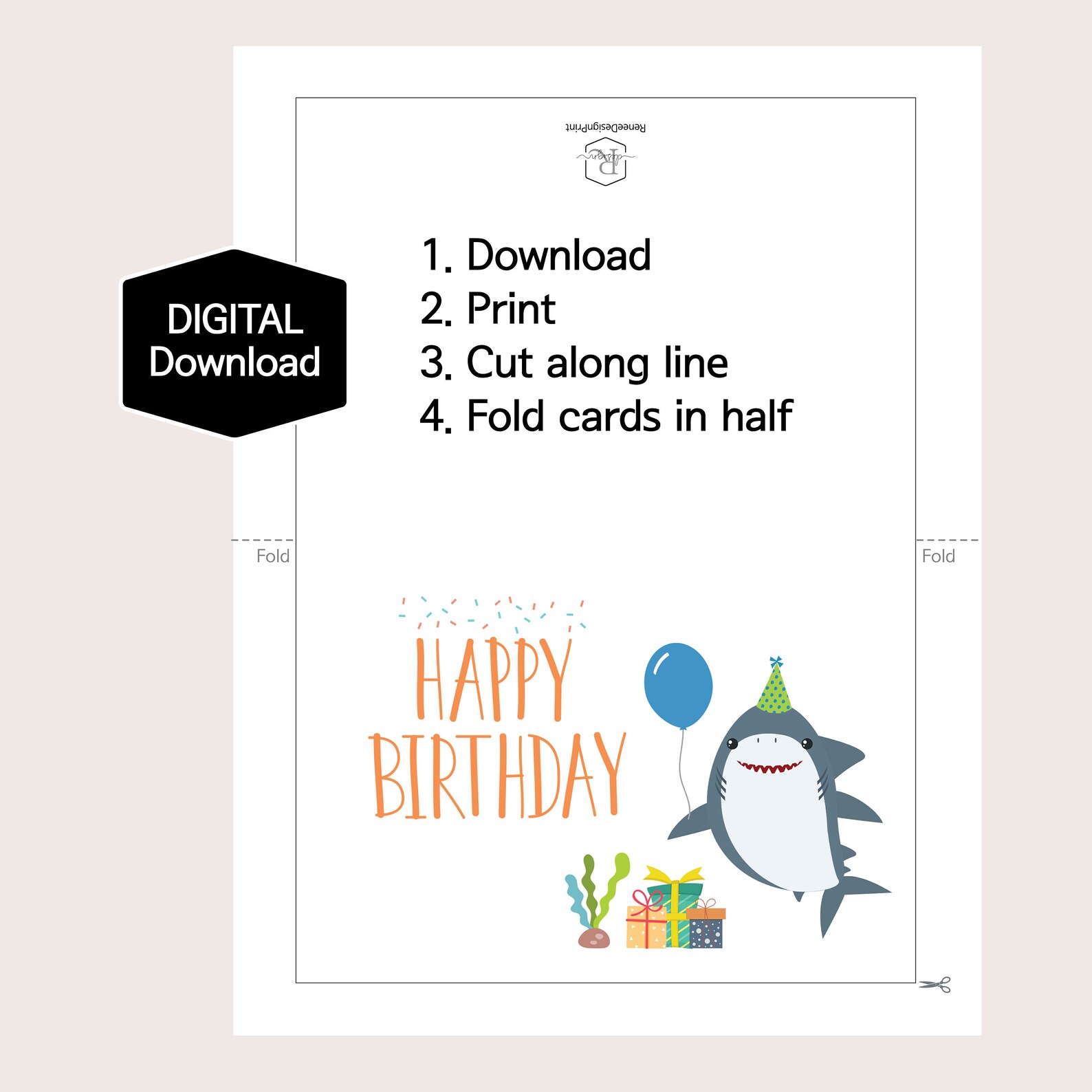 Printable Shark Birthday Card for Kids,shark Card for Boy,jaws Birthday ...