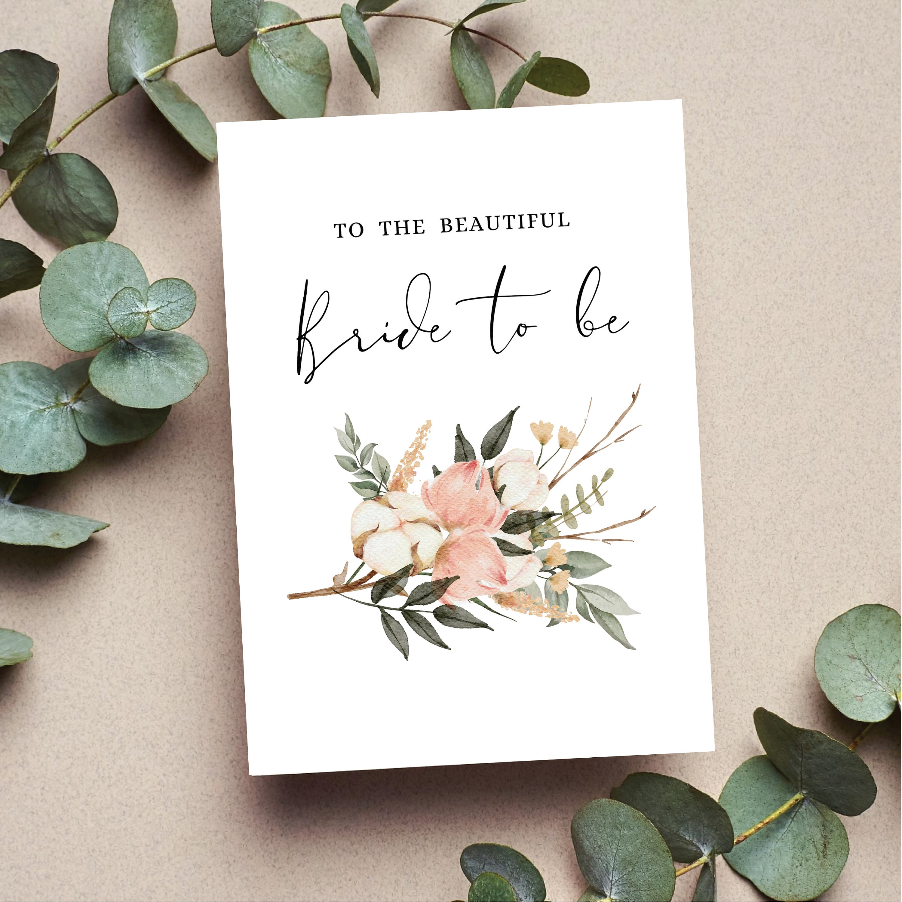 Printable to the Beautiful Bride to Be Card,cotton Plant Branch,bridal ...