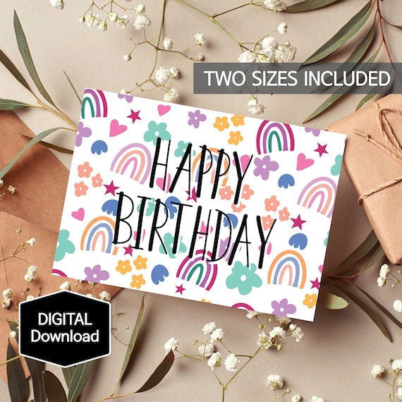 Printable Rainbow Happy Birthday Card for Kidsrainbow - Etsy Canada