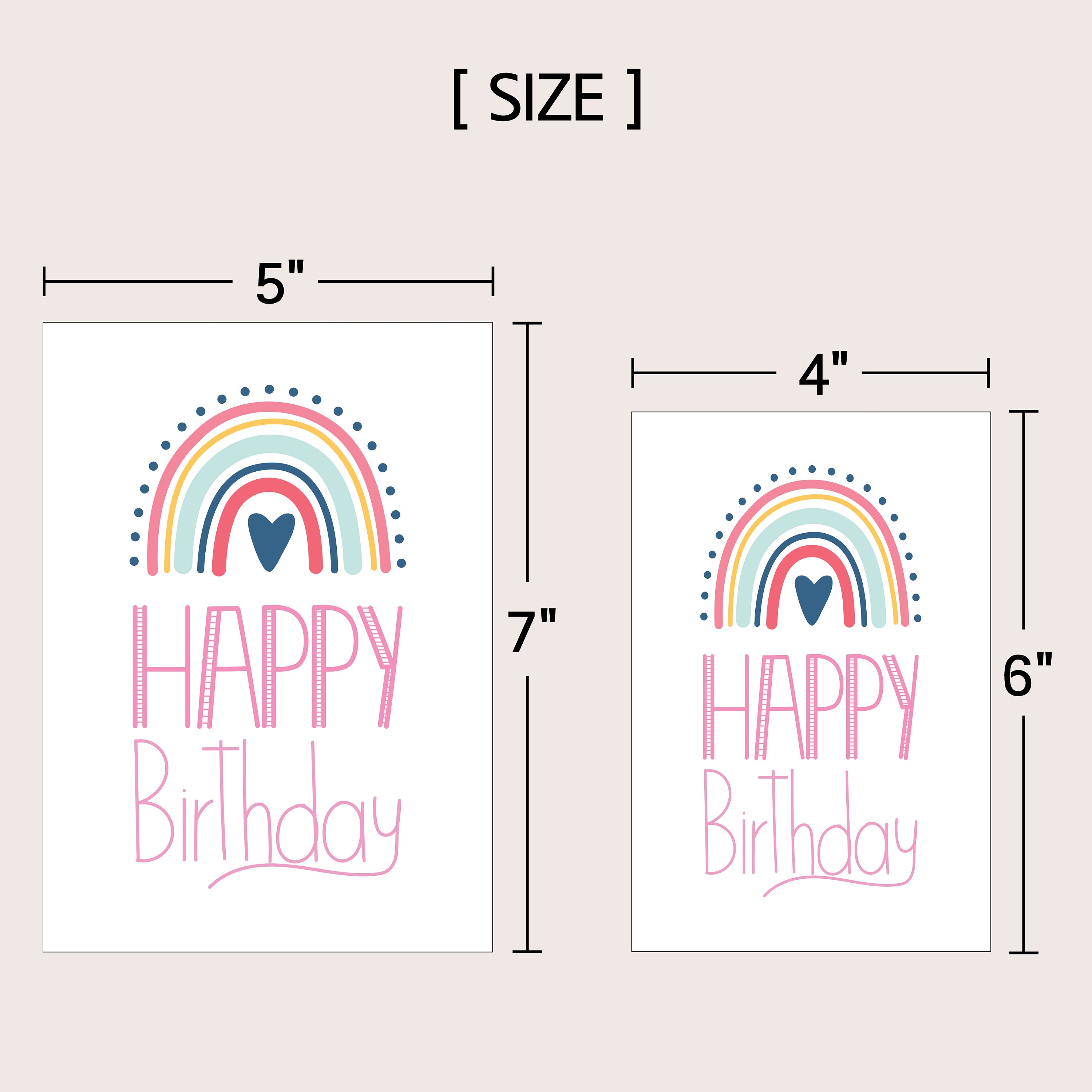 Printable Rainbow Happy Birthday Card for Kids,rainbow Birthday Card ...