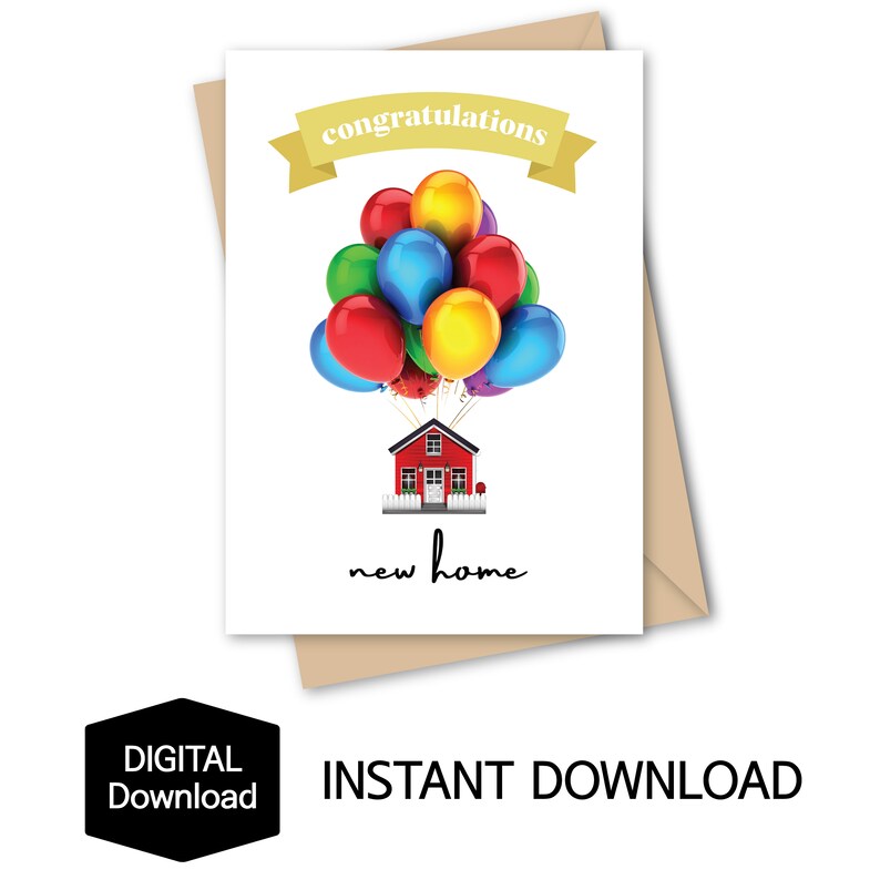 Printable Congratulations New Home Card,new Home Balloon Card for ...