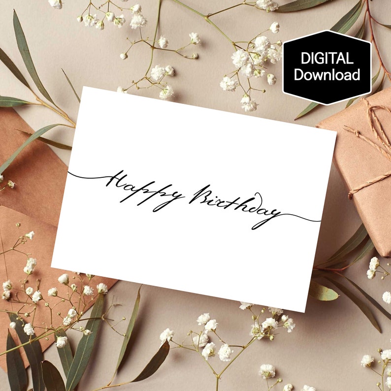 PRINTABLE Simple Happy Birthday Cardminimalist Birthday | Etsy