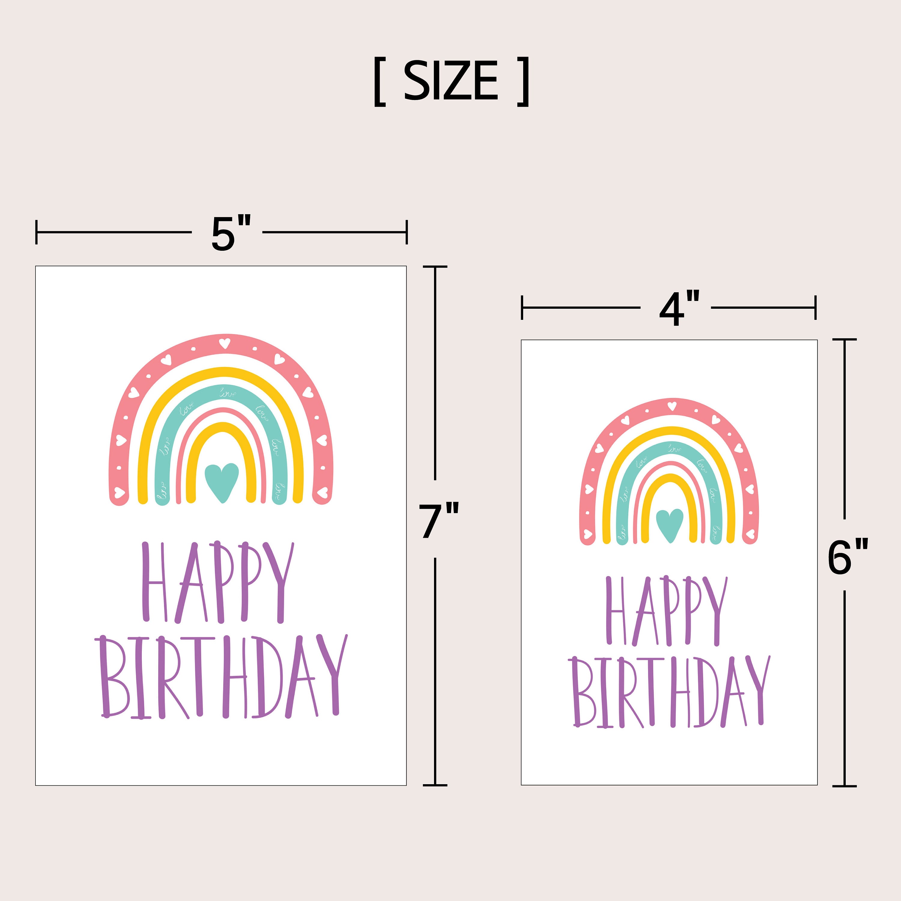 Printable Rainbow Happy Birthday Card,rainbow Birthday Card for Kids ...