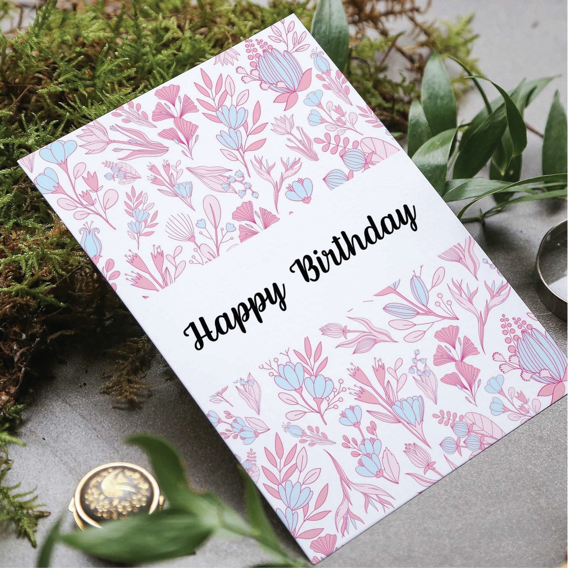 Printable Floral Happy Birthday Card for Hervintage Flower - Etsy