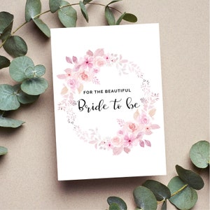 Printable for the Beautiful Bride to Be Card,bridal Shower Card,pink ...