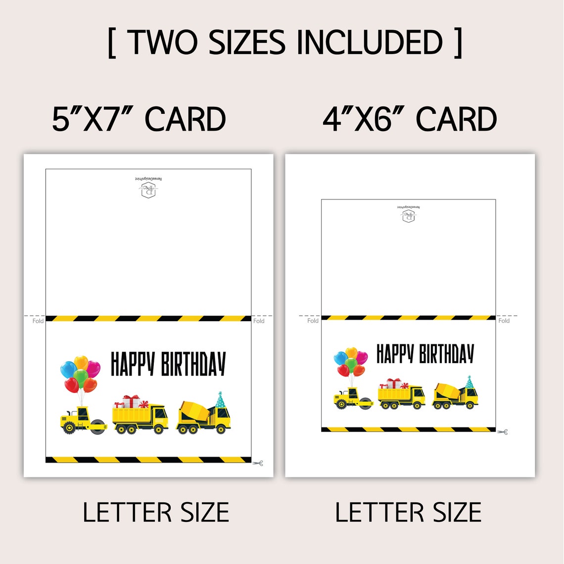Printable Construction Birthday Card for Kids,dump Truck,concrete ...