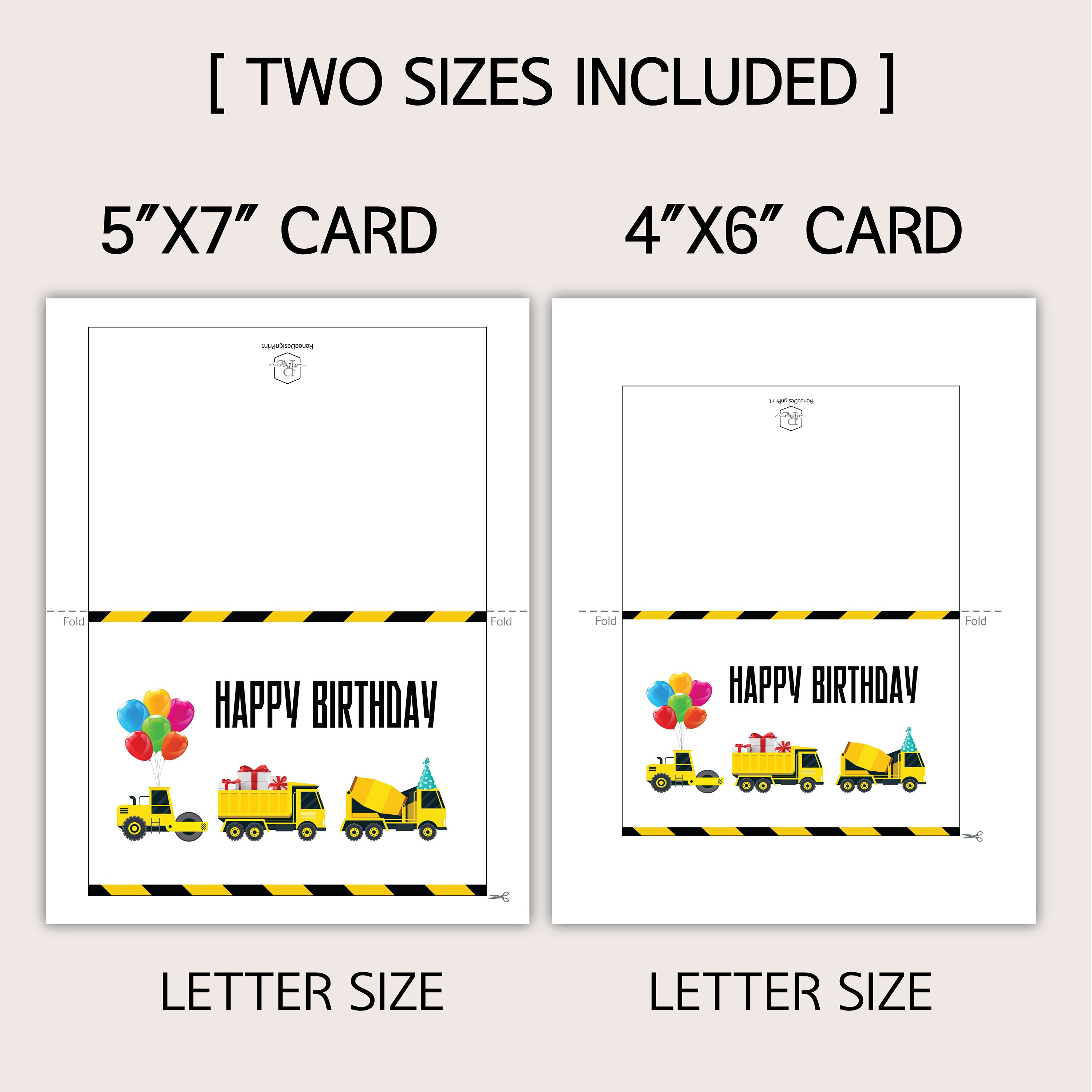 Printable Construction Birthday Card for Kids,dump Truck,concrete ...