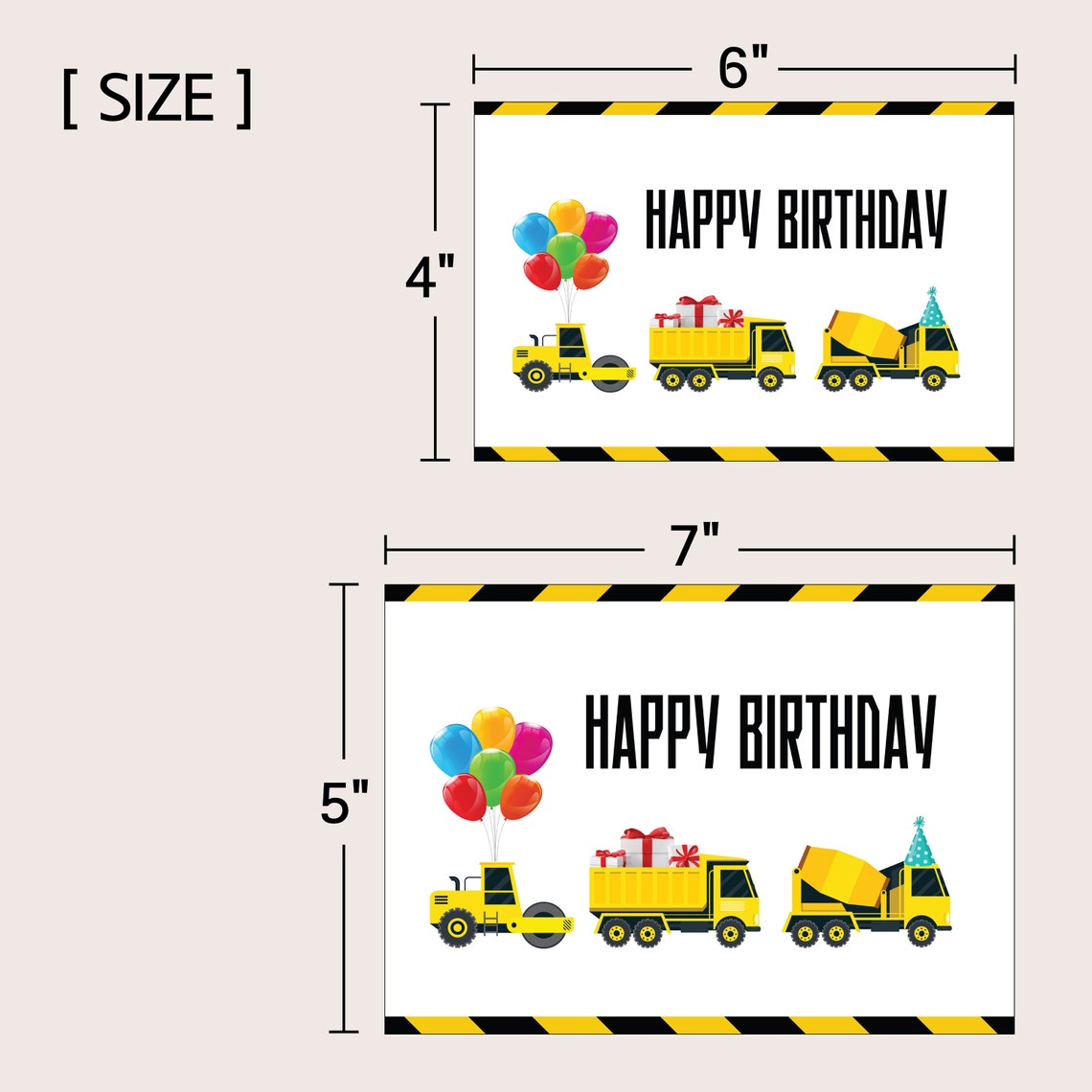 Printable Construction Birthday Card for Kids,dump Truck,concrete ...