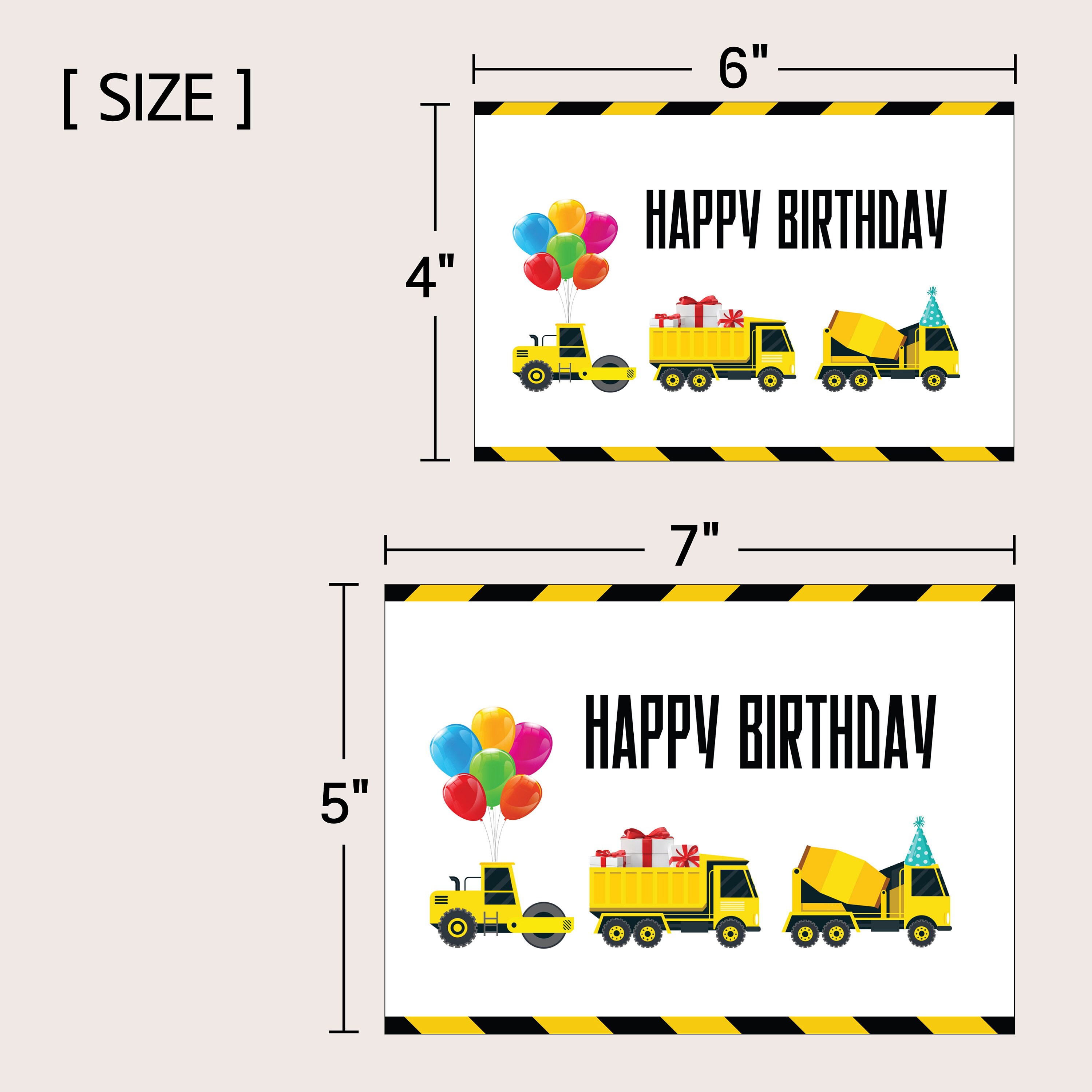 Printable Construction Birthday Card for Kids,dump Truck,concrete ...