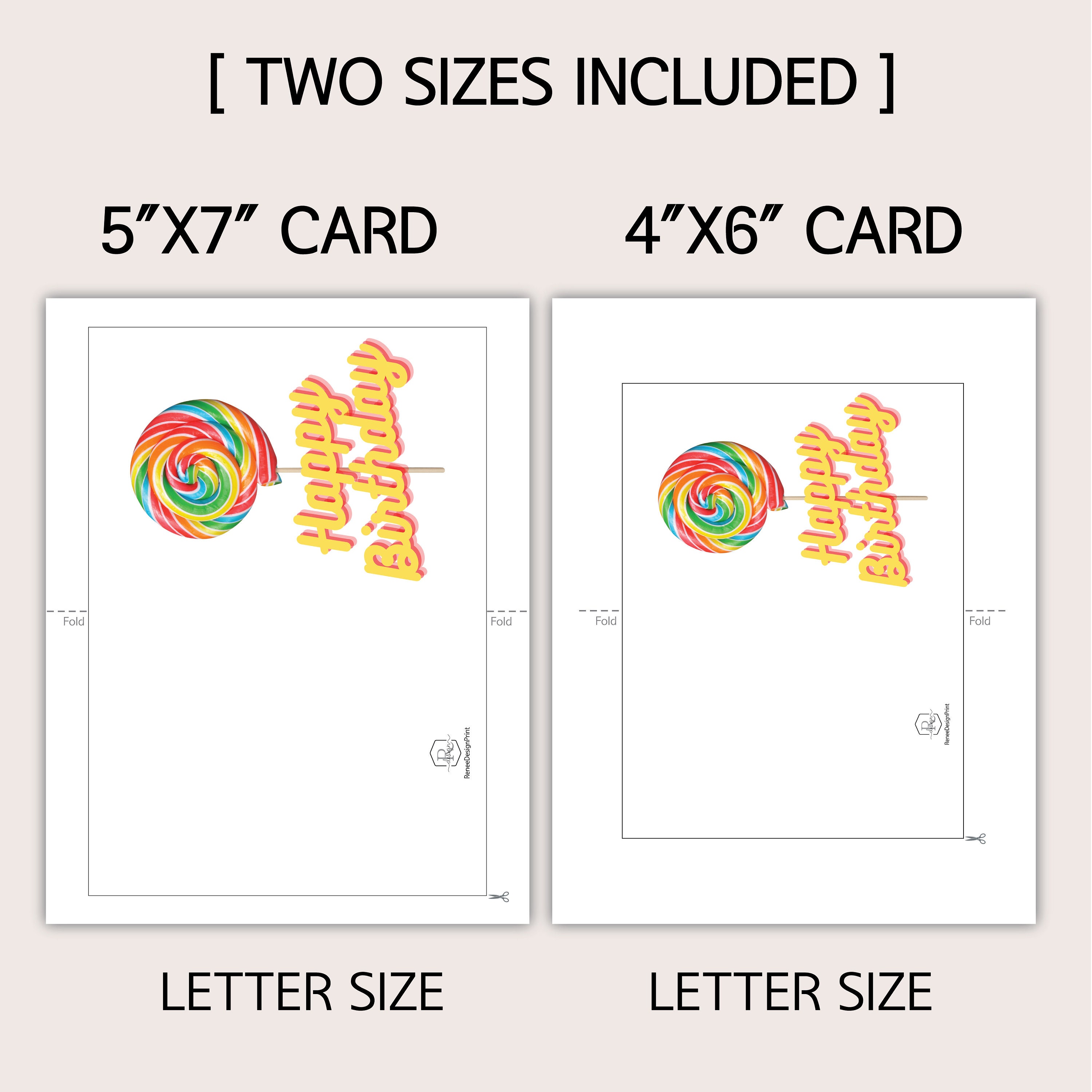 Printable Lollipop Happy Birthday Card for Kidsretro Sweet - Etsy Canada