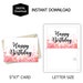 PRINTABLE Birthday Card Set,set of 4 Birthday Card,happy Birthday Card ...