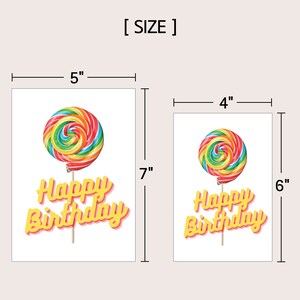 Printable Lollipop Happy Birthday Card for Kids,retro Sweet Candy ...
