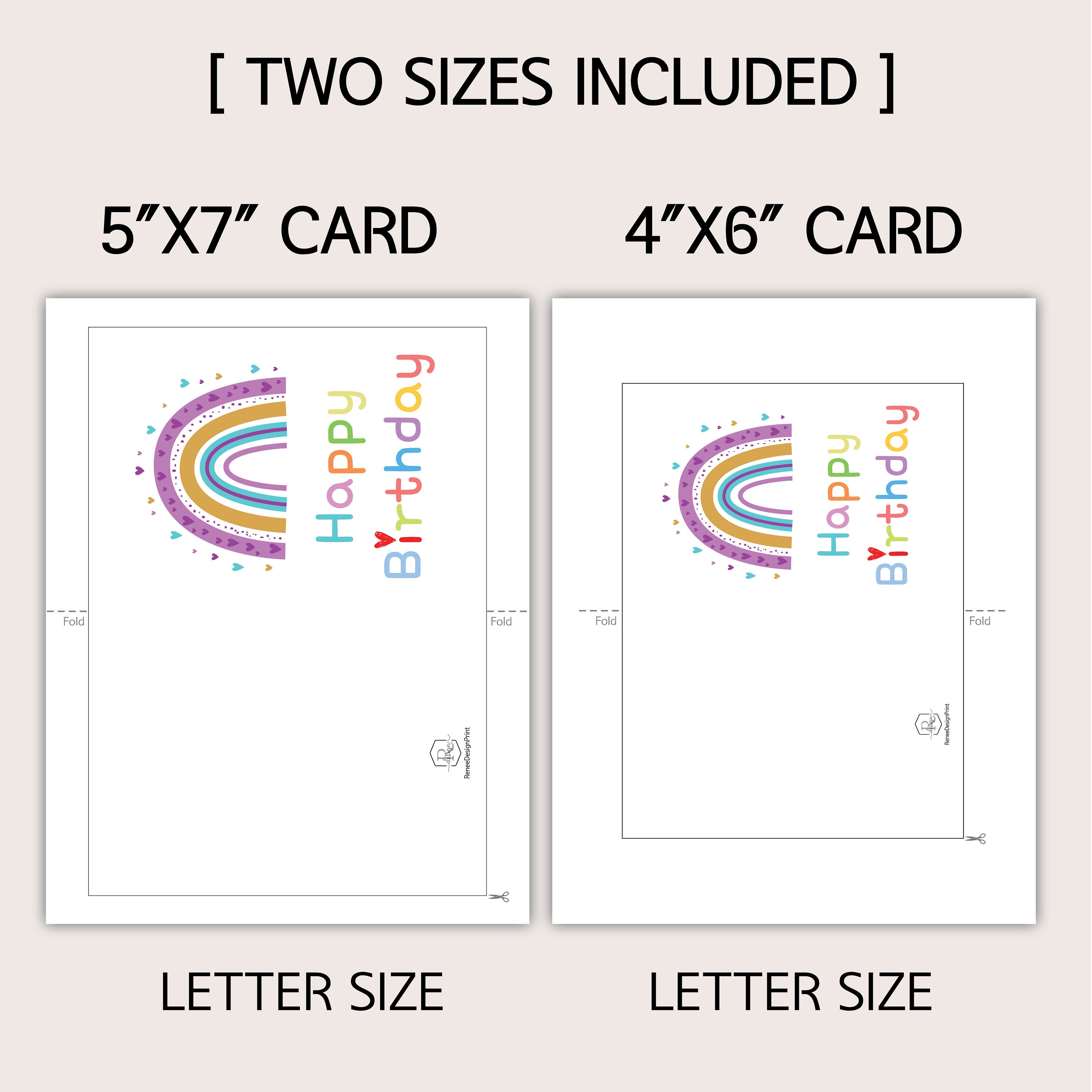 Printable Rainbow Happy Birthday Card for Kids,rainbow Birthday Card ...
