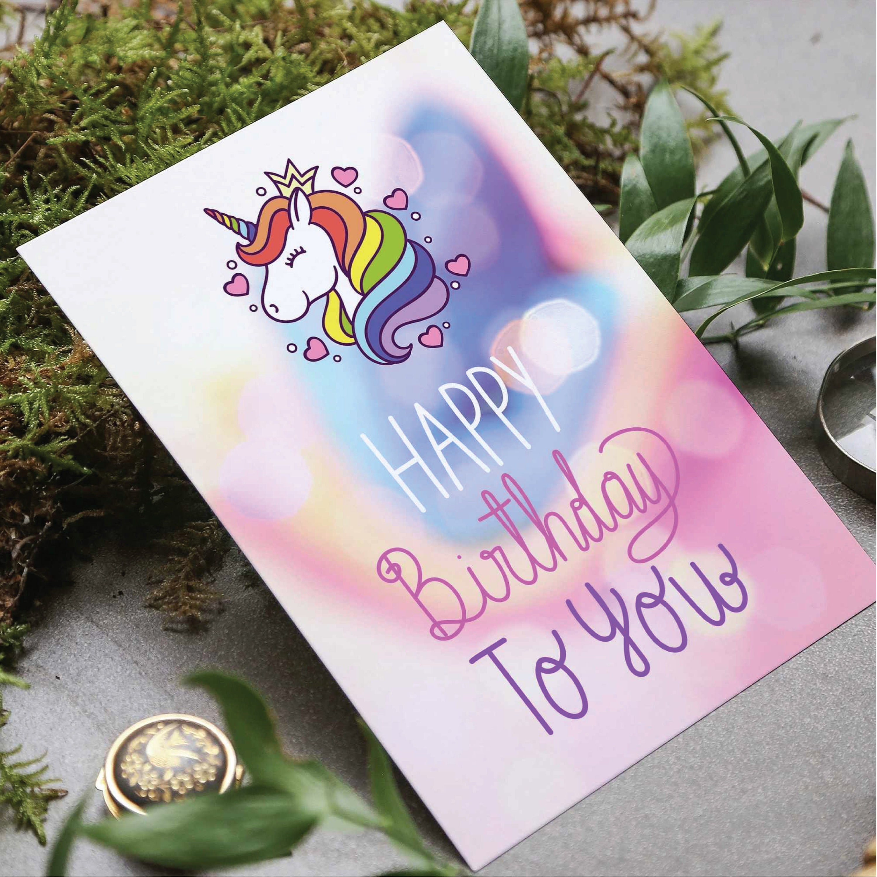 Unicorn Happy Birthday Card for Kids,printable Birthday Card for Girls ...