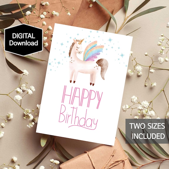 Printable Unicorn Birthday Cardmagical Unicorn Card for - Etsy