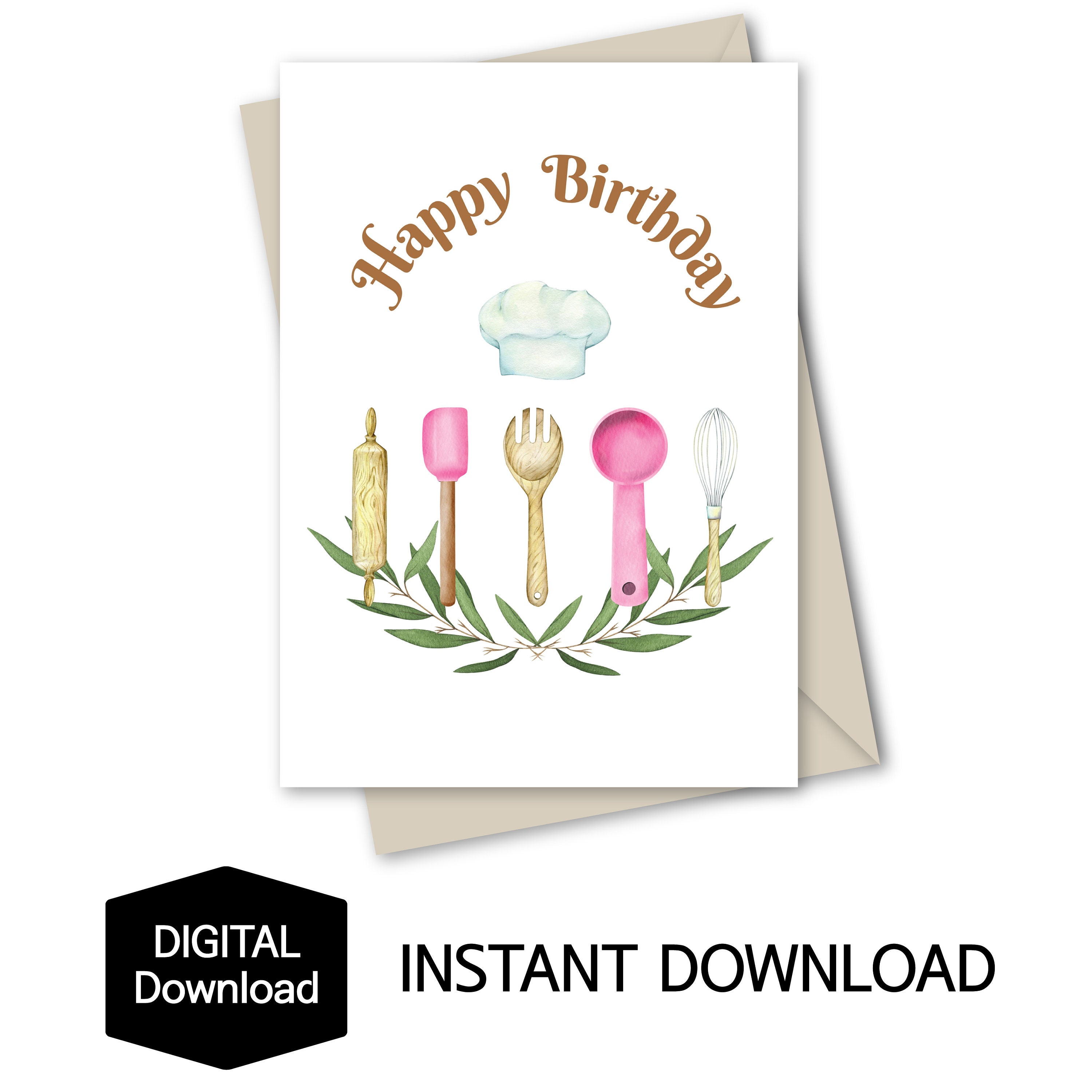 PRINTABLE Cooking Party Birthday Card,chef Card, Baking Birthday Card ...
