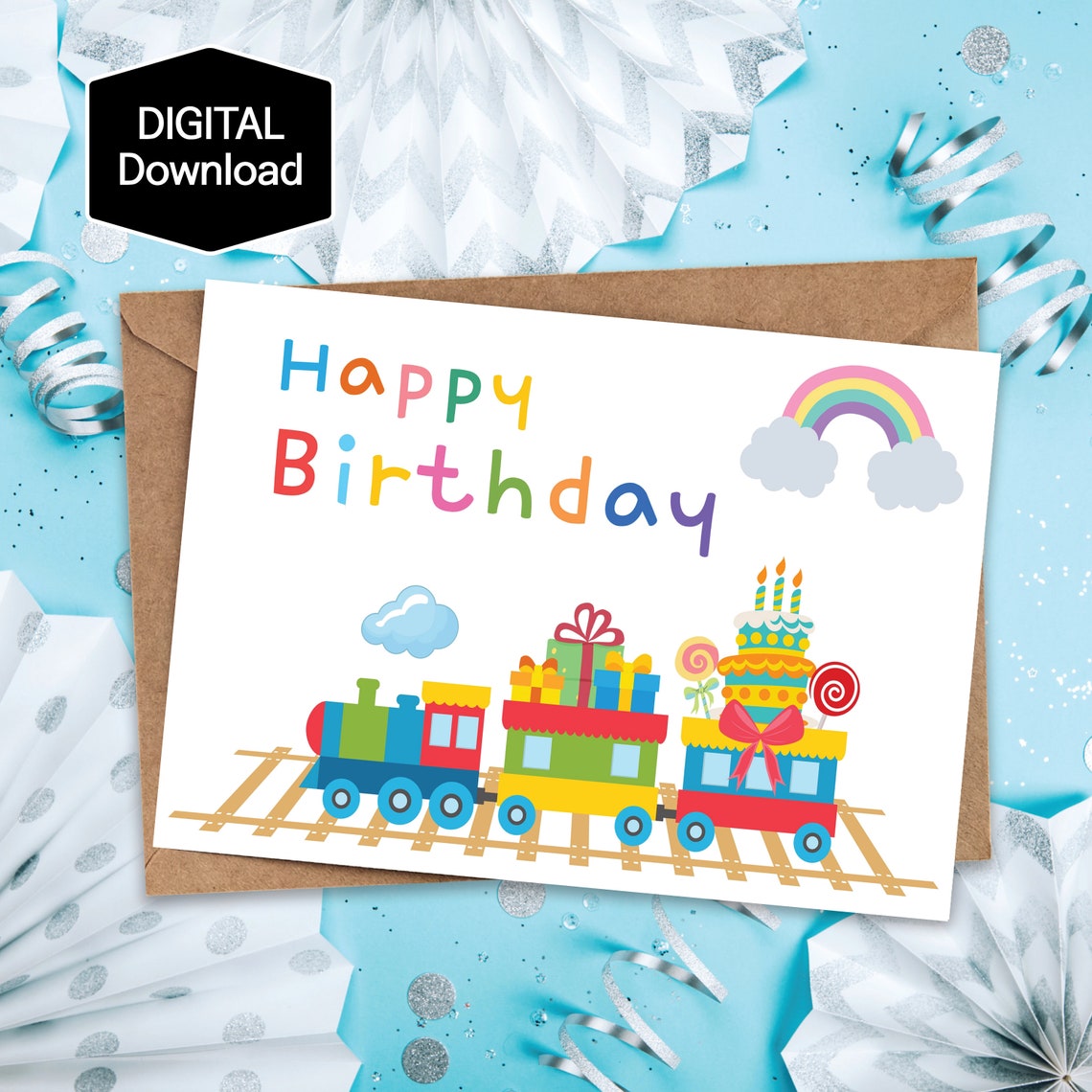 Printable Train Happy Birthday Card for Kids,birthday Card for Boy,choo ...