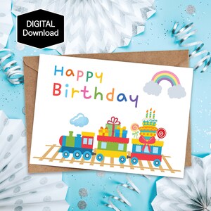 Printable Train Happy Birthday Card for Kids,birthday Card for Boy,choo ...