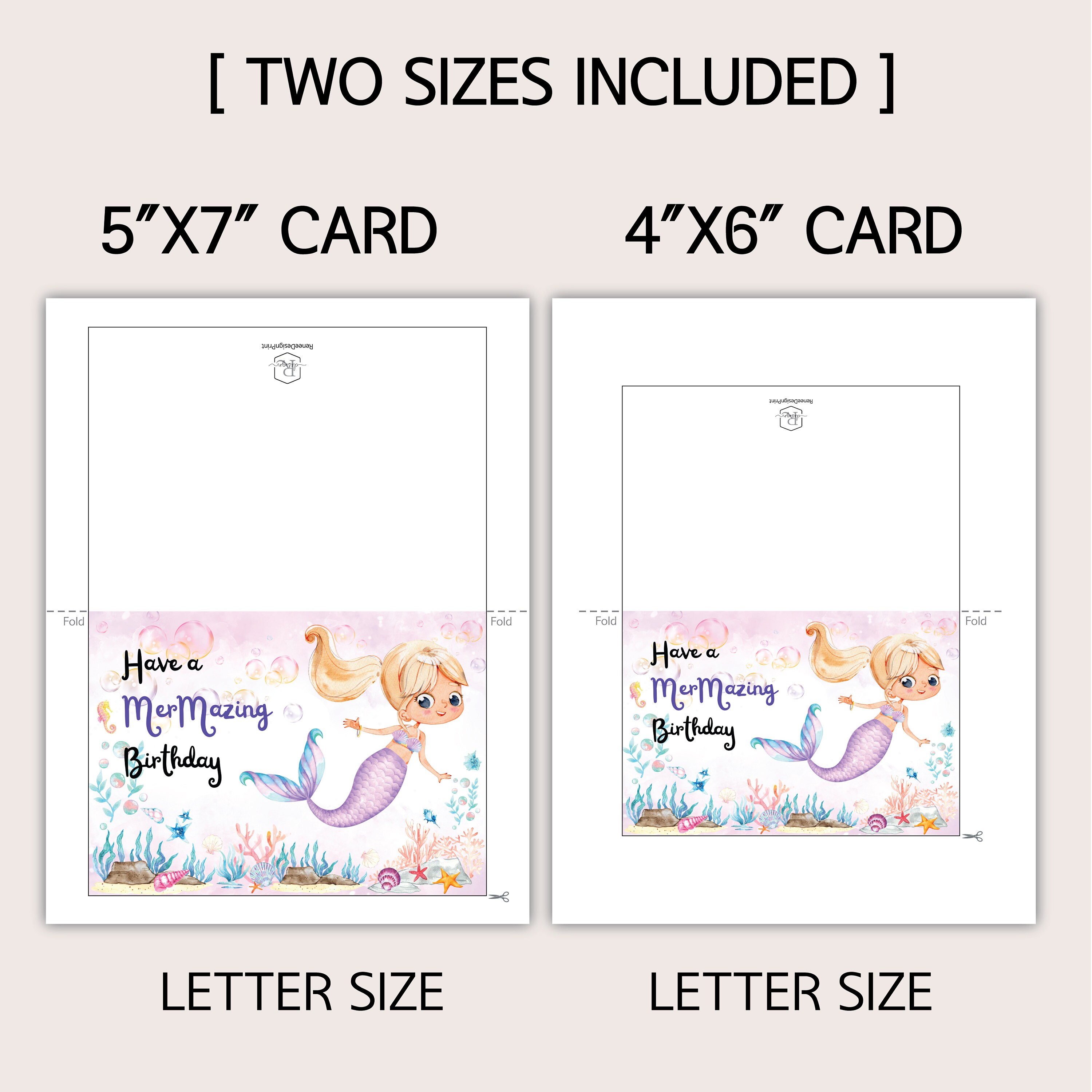 Printable Mermaid Happy Birthday Card for Girl,little Mermaid Card for ...