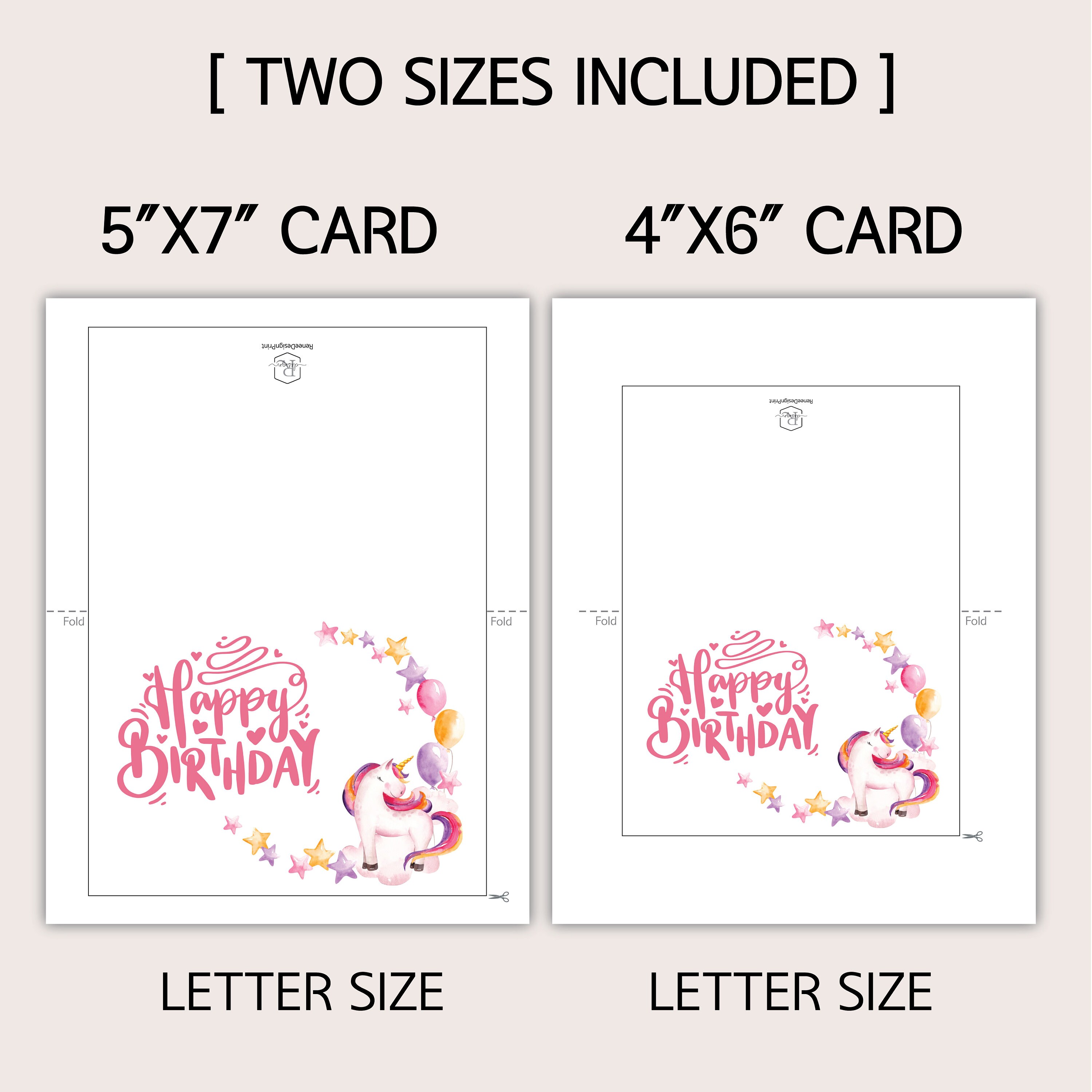 Unicorn Happy Birthday Card for Kids,printable Birthday Card for Girls ...
