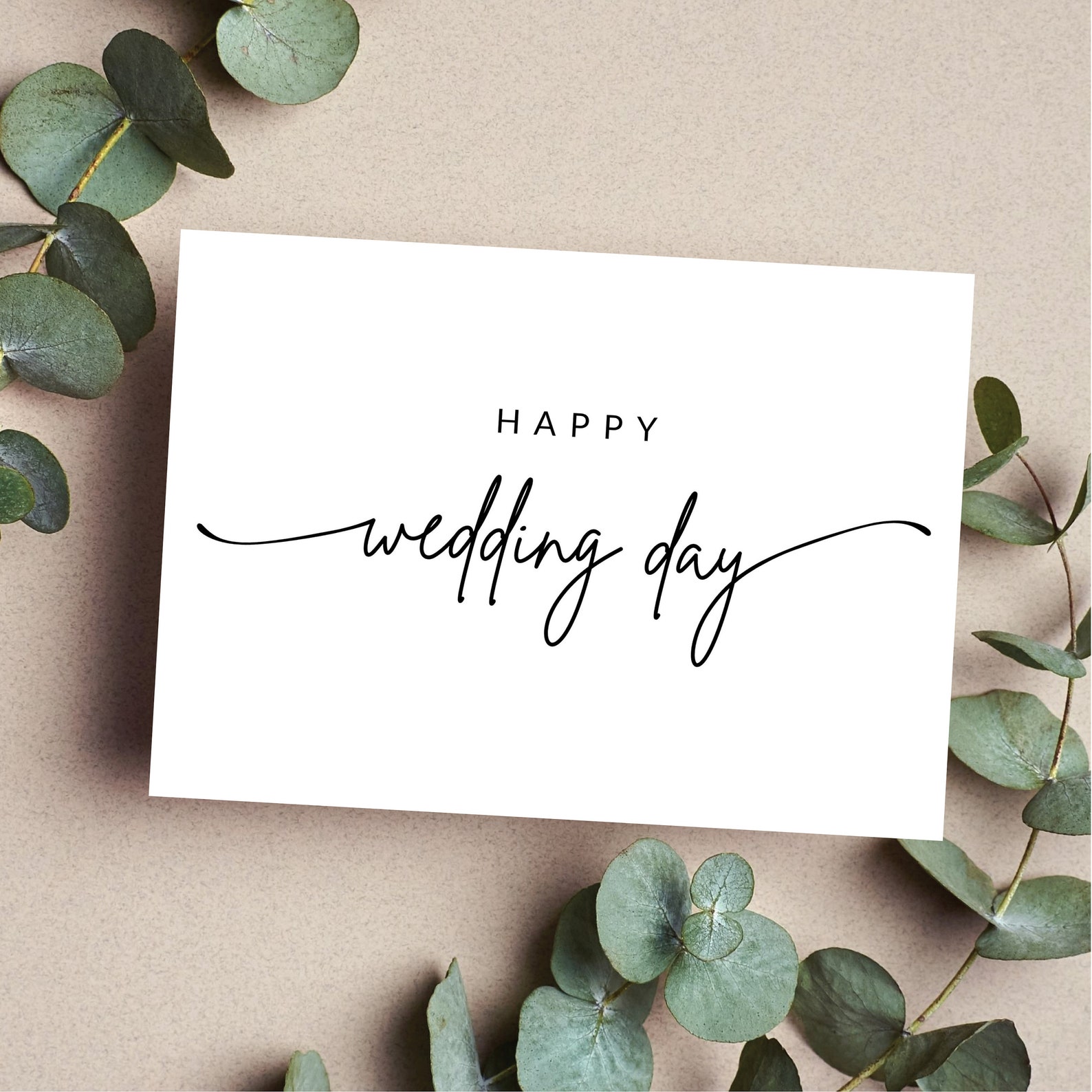 PRINTABLE Simple Happy Wedding Day Card, Newly Weds Card,modern Wedding ...