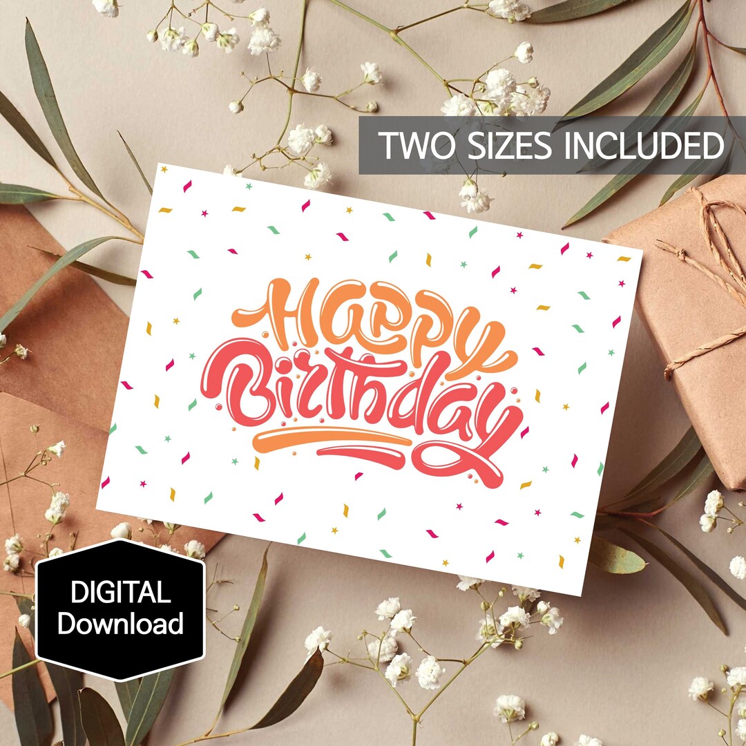 Printable Colorful Birthday Card for Her,birthday Card for Kids ...