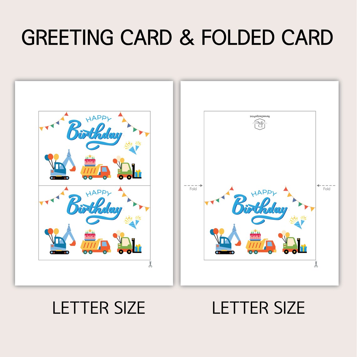 Printable Boy Construction Happy Birthday Carddumper | Etsy