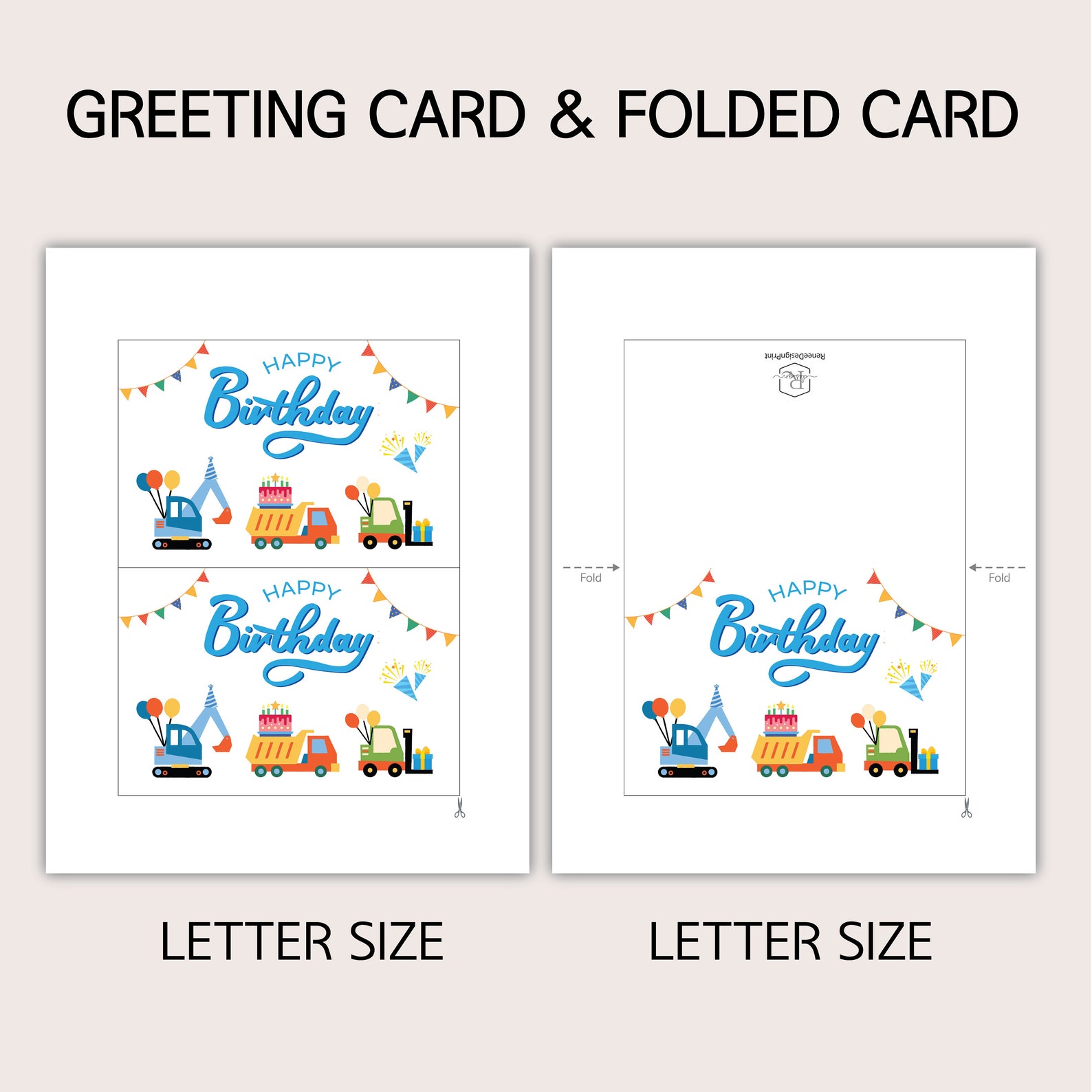 Printable Boy Construction Happy Birthday Carddumper | Etsy