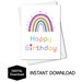 Printable Rainbow Happy Birthday Card for Kids,rainbow Birthday Card ...
