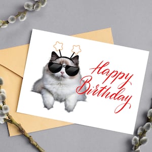 Printable Cat Happy Birthday Card,funny Cat, Humorous Cat Card Card ...